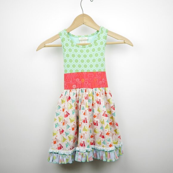 Matilda Jane | Dresses | Matilda Jane Girls 4 Green Geometric Red ...